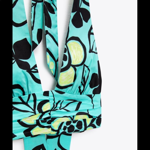 Zara | Tops | Zara Neon Blue Printed Halter Top | Poshmark